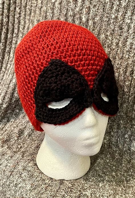 Deadpool Crochet Hat Pattern Superhero Hat Pattern Etsy