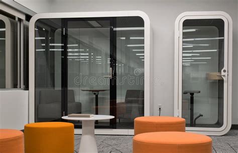 Privacy Booth Furniture Sitting Empty In An Office Environment Stock