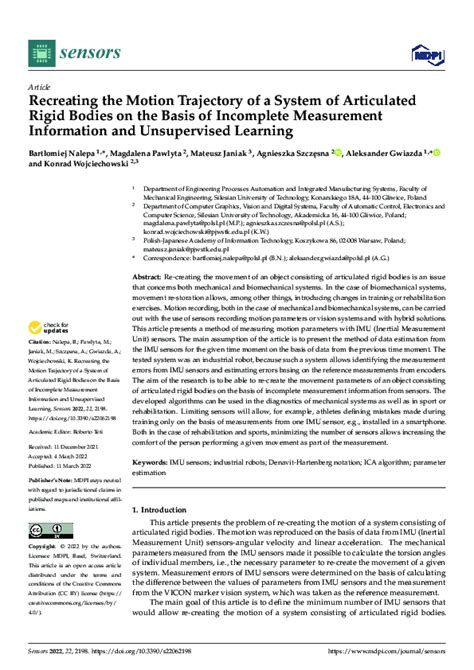Pdf Recreating The Motion Trajectory Of A System Of Articulated Rigid