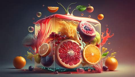 Premium Photo Fresh And Juicy Fruit Juice Illustration Concept Ai