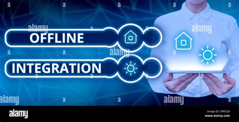 Conceptual Display Offline Integration Word Written On First Triad Of