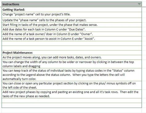 Project Plan To Do List Excel Spreadsheet Template To Download Etsy