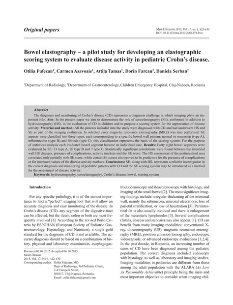 Pdf Bowel Elastography A Pilot Study For Developing An