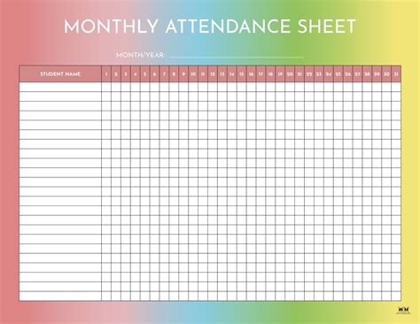 Choose From A Wide Variety Of Attendance Sheets Including School Daycare Church Homeschool