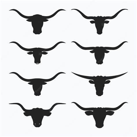 Premium Vector Longhorn Bull Head Silhouette Icon Set Vector Set Of