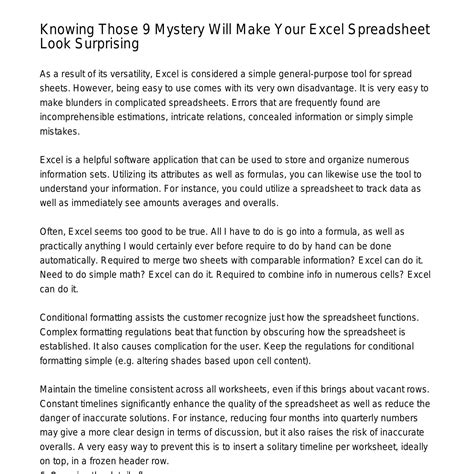 Knowing Those 9 Mystery Will Make Your Excel Spreadsheet Look Surprisingjkxbupdfpdf Docdroid