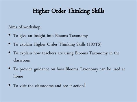 Blooms Taxonomy Higher Order Thinking Questions