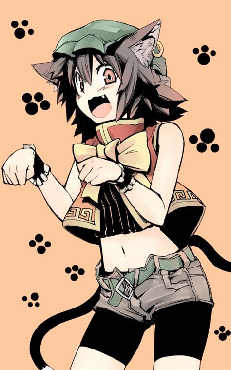 Safebooru Animal Ears Bike Shorts Brown Eyes Brown Hair Cat Ears Cat