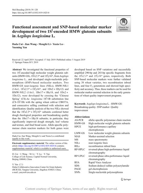 Functional Assessment And Snp Based Molecular Marker Development Of Two