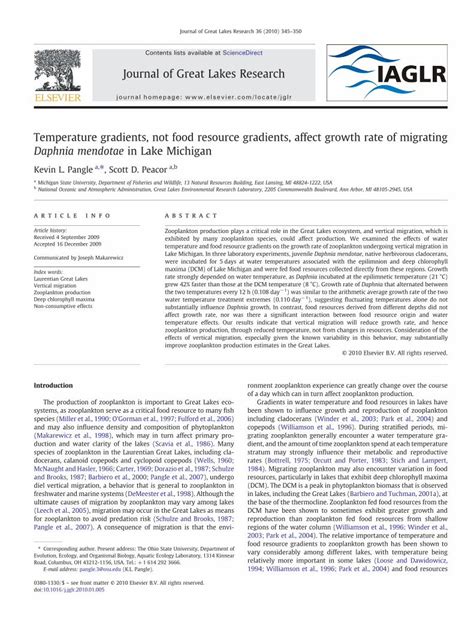 Pdf Temperature Gradients Not Food Resource Gradients Affect Growth