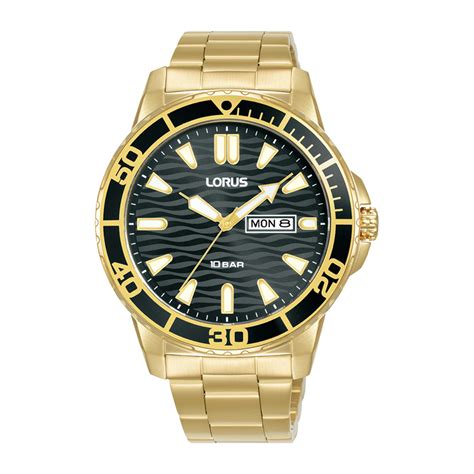Lorus Gents Gold Plated Black Dial Watch Lorus Fallersie Fallers