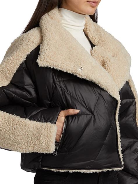 Shop Lamarque Sharon Nylon And Faux Fur Cropped Puffer Jacker Saks Fifth Avenue