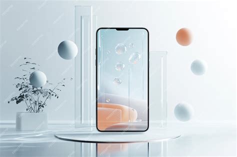 Glassmorphism Smartphone Screen Mockup With Floati Premium Ai