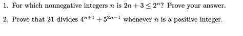 Solved 1 For Which Nonnegative Integers N Is 2n 32n Chegg