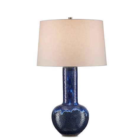 Reactive Blue Ceramic Gourd Table Lamp Mecox Gardens