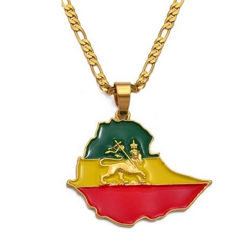 Carte De LEthiopie Colliers Pendentifs Charme Afrique Ethnique