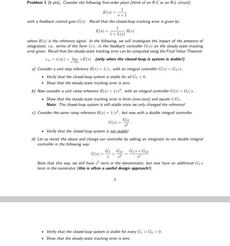 Solved Kss11 With A Feedback Control Gain Gs Recall