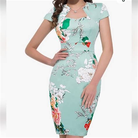 Grace Karin Dresses Grace Karin Vintage Mint Green Floral Cocktail