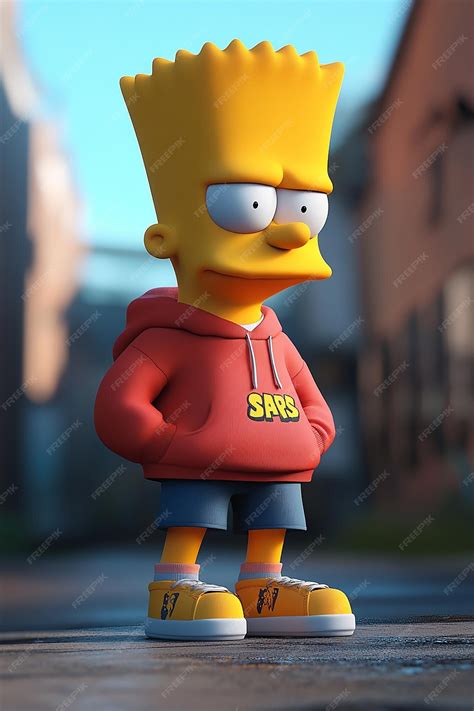 3d Cartoon Bart Simpson Full Body Character Premium Ai Generated Image