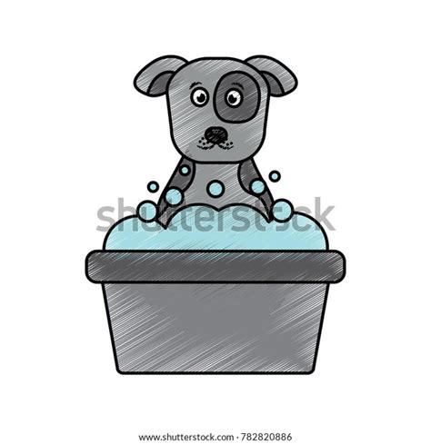 Cartoon Dog Bathing Foam Clean Stock Vector Royalty Free 782820886