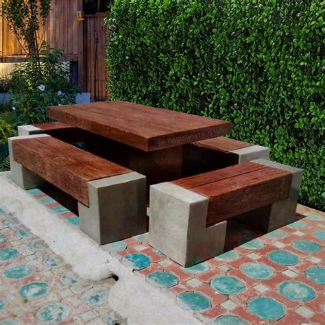 Montri Design ชุดโต๊ะสนามปูนลายไม้ รุ่น Kb01 ขนาด 180 90 Cm ภาคเหนือ สีน้ำตาล 2ชุด Thaipick