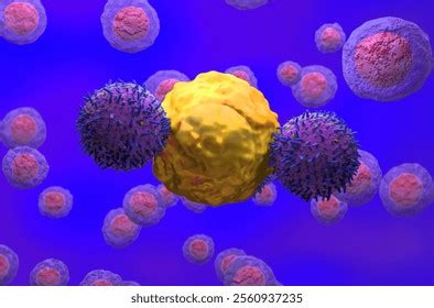 113883 Car T Cell Attacking Cancer Cell Royalty Free Images Stock