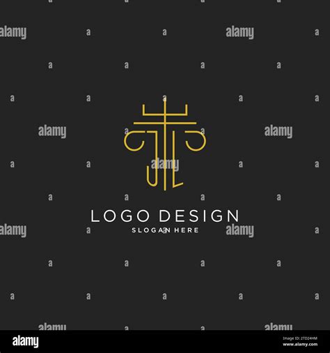 Jl Initial With Monoline Pillar Logo Style Luxury Monogram Logo Design For Legal Firm Vector