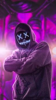 Les Fonds Décran Néon Masque de Guy Fawkes Manche Purple Violette