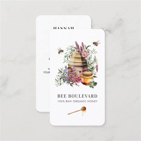 Floral Bee Hive Watercolor Beekeeper Qr Code Business Card Zazzle