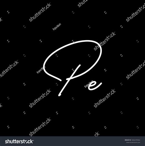 Couple Cursive Letters Initial Pe Signature Stock Vector Royalty Free