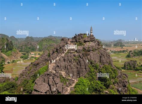 Big Pagoda At Mua Cave Peak Aka Hang Mua In Ninh Binh Vietnam Stock