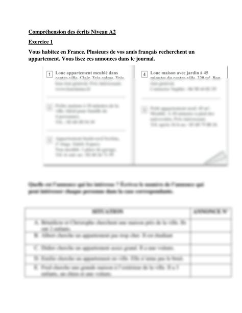 SOLUTION Compr Hension Des Crits Niveau A2 Exercice 1 Studypool