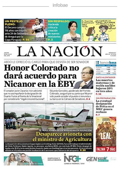La Nación Paraguay 26 De Julio De 2018 Infobae