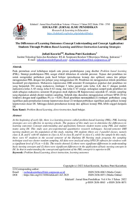 Pdf The Differences Of Learning Outcomes Concept Understanding And Concept Application