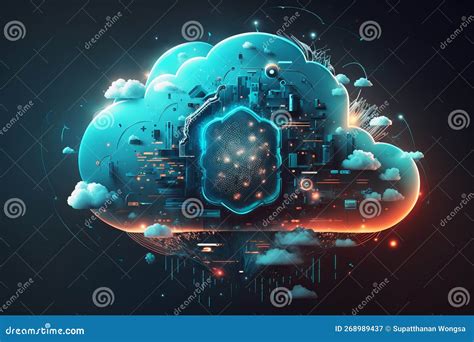 Cloud Computing Technology Concept Background Digital Illustration Stock Illustration
