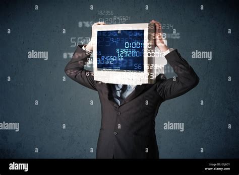 Human Cyber Monitor Pc Calculating Computer Data Concept Stock Photo Alamy