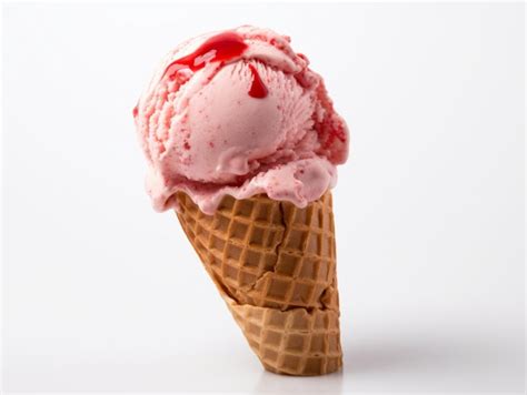 Premium AI Image A Strawberry Ice Cream Cone With A White Background