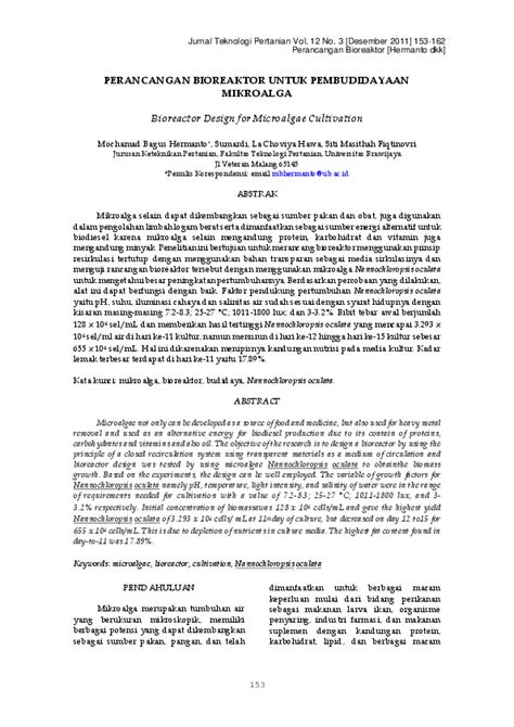 Perancangan Bioreaktor Untuk Pembudidayaan Mikroalga Bioreactor Design For Microalgae Cultivation
