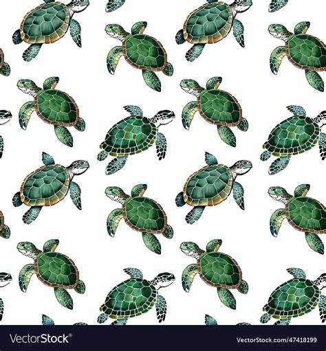 Watercolor Turtle Seamless Pattern Royalty Free Vector Image
