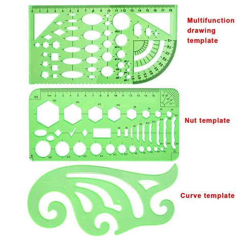 11pcs Drawings Templates Rulers Learn School Pract Grandado