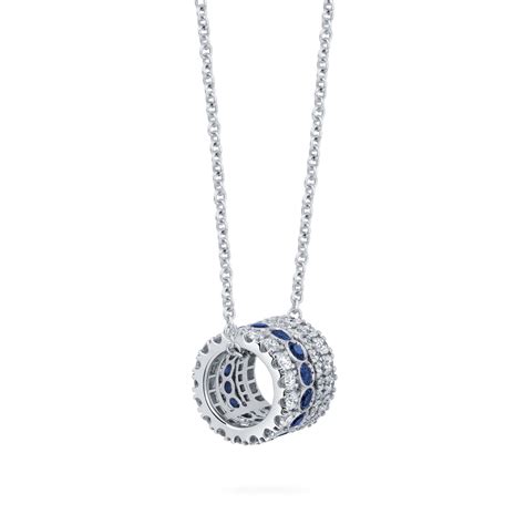 Bijoux Birks 18k White Gold 070cttw Diamond And 042cttw Sapphire