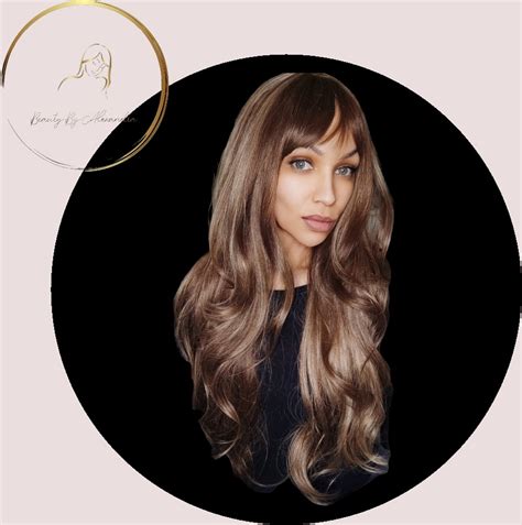 Beauty By Alexandra Bruin Blond Gemengd Golvende Pruik Met Pony Hoge Kwaliteit