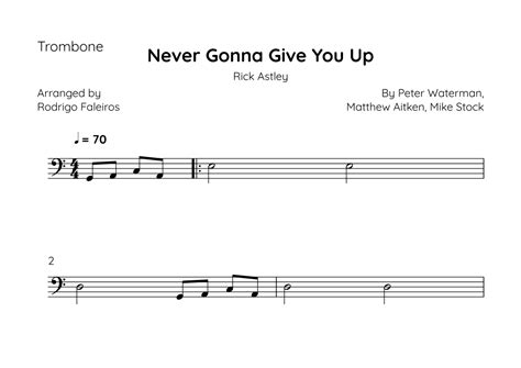 Never Gonna Give You Up Arr Rodrigo Faleiros By Rick Astley Sheet