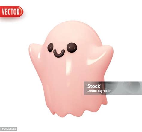 할로윈 유령 귀여운 유령 캐릭터 현실적인 3d 디자인 요소 플라스틱 만화 스타일에서 흰색 배경에 고립 된 아이콘 벡터 일러스트 레이 션 10월에 대한 스톡 벡터 아트 및