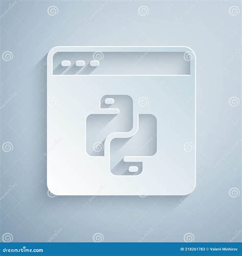 paper cut python programming language icon isolated on grey background python coding language