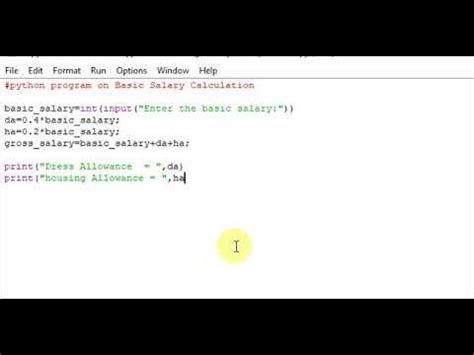 Python Program On Basic Salary Calculation Python Programming Python