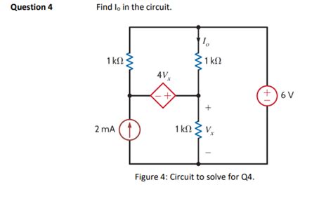 Answered Question 4 Find lo in the circuit 1 ΚΩ 2 mA 4V Το 1ΚΩ 1