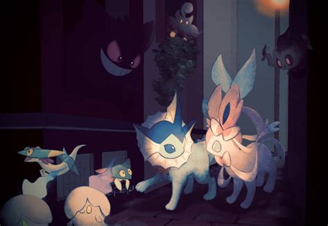 Gengar Sylveon Vaporeon Litwick Dreepy And 2 More Pokemon Drawn