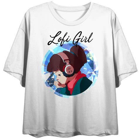 Lofi Girl Key Art Crew Neck Short Sleeve White Womens Crop Top Large
