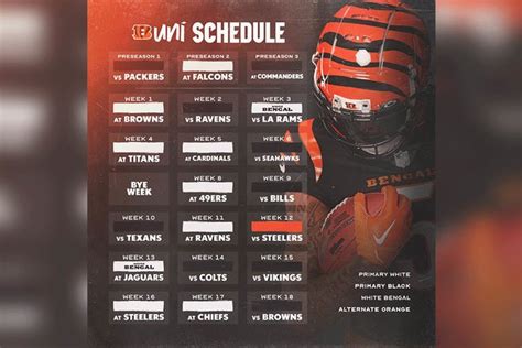Bengals Release Uniform Schedule For 2023 Season